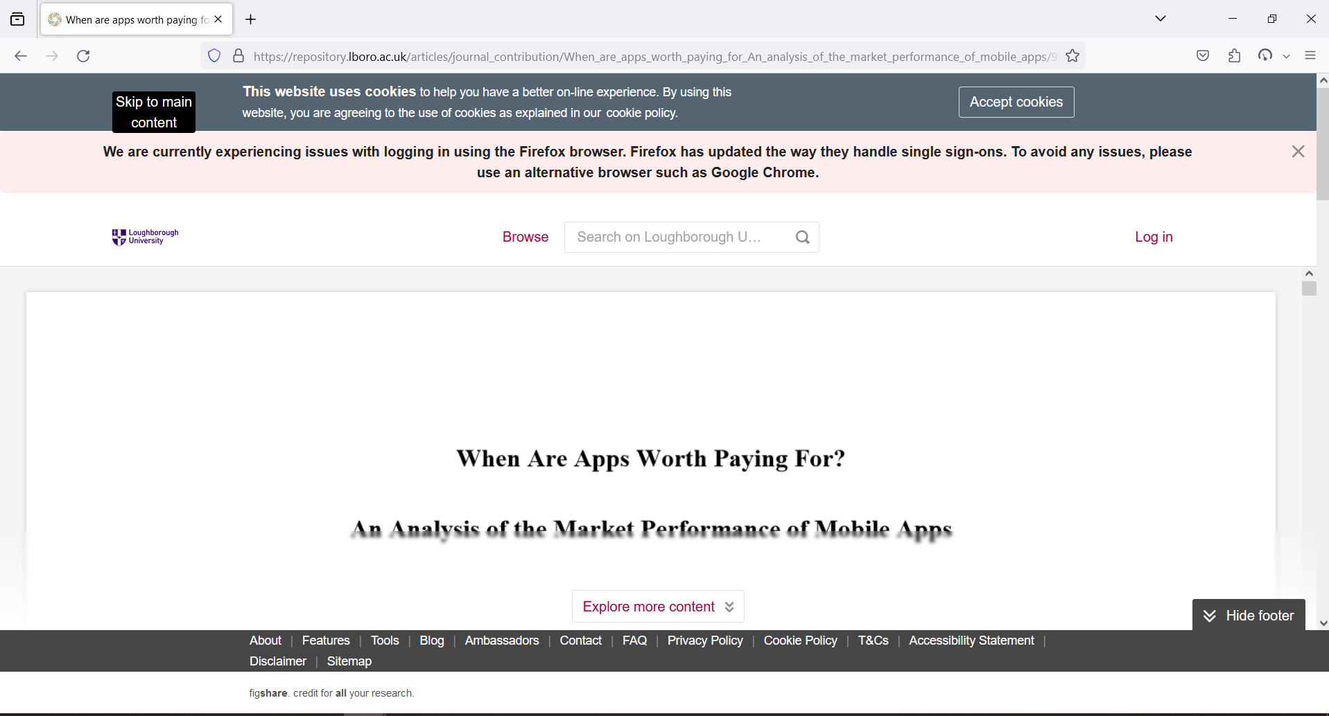repository.lboro.ac.uk - Login issue banner displayed on the page for Firefox users · Issue ...