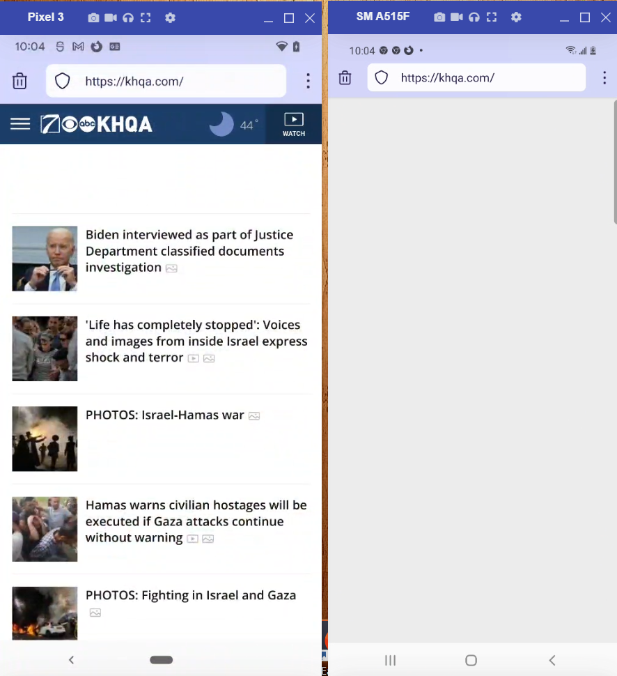 khqa.com - The page fails to load after accepting the cookie policy with "Trackers and Scripts ...