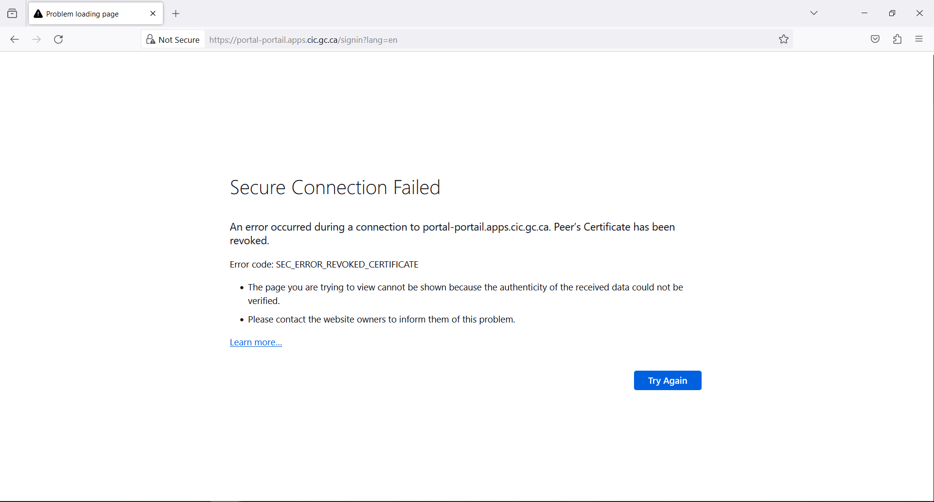 portal-portail.apps.cic.gc.ca - "Secure connection failed" when accesing the page · Issue ...