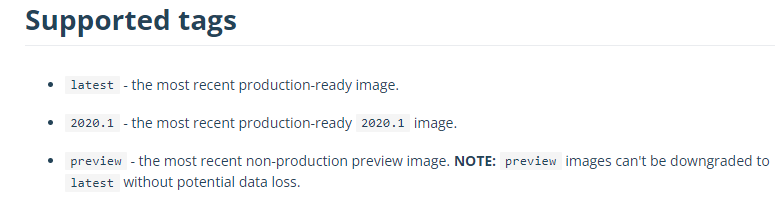 Docker Hub Readme `supported Tags` Section Doesnt Include Newer Versions And Still Includes