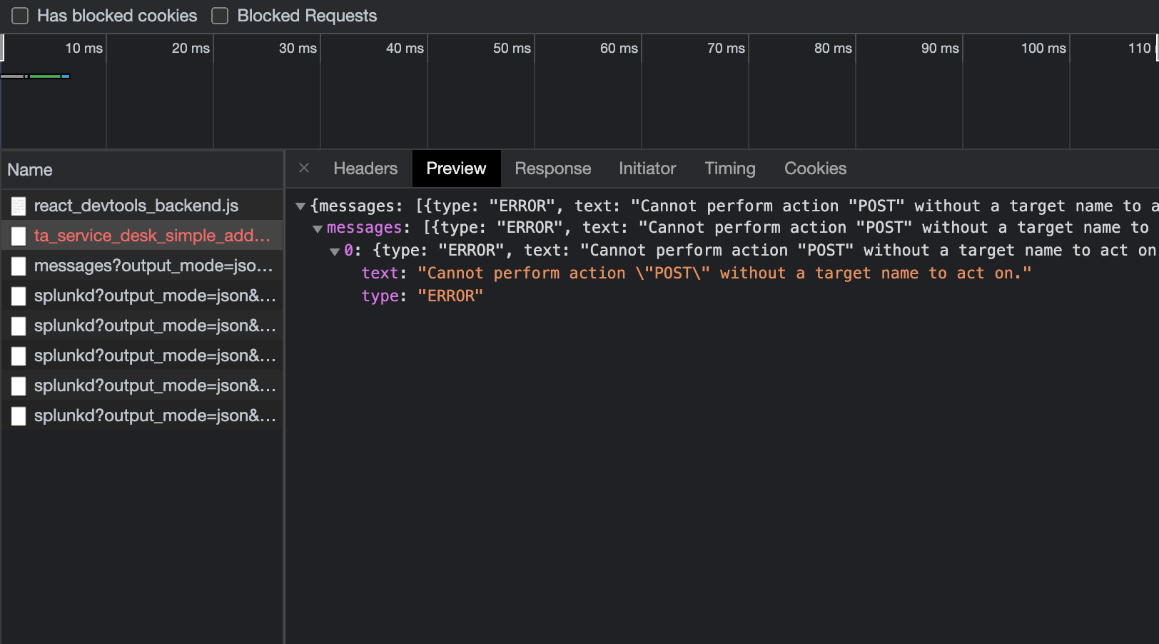 Cannot perform action "POST" without a target name to act on. · Issue #249 · splunk/addonfactory ...