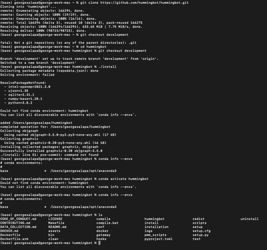 Installation from source. Could not find conda environment: hummingbot · Issue #5370 ...