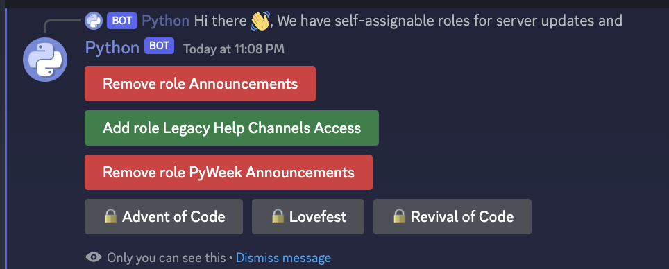 Remove Seasonality Of Roles From Subscribe Button · Issue 2630 · Python Discord Bot · Github