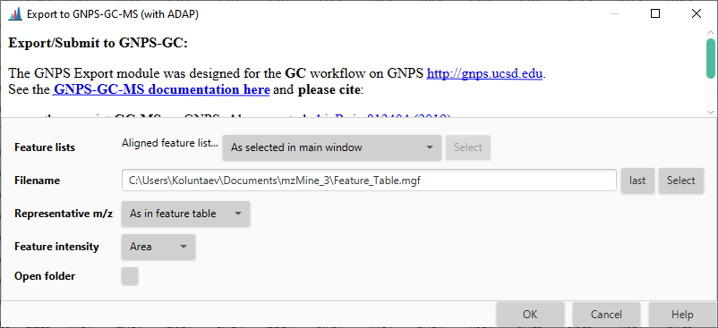 EXPORT FOR GNPS - ISSUE · Issue #1268 · mzmine/mzmine · GitHub