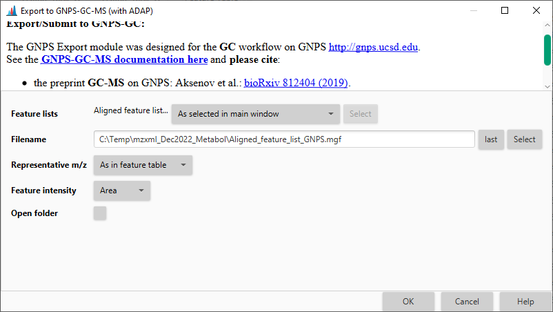 Export to GNPS-GC-MS (with ADAP) Error · Issue #1315 · mzmine/mzmine · GitHub