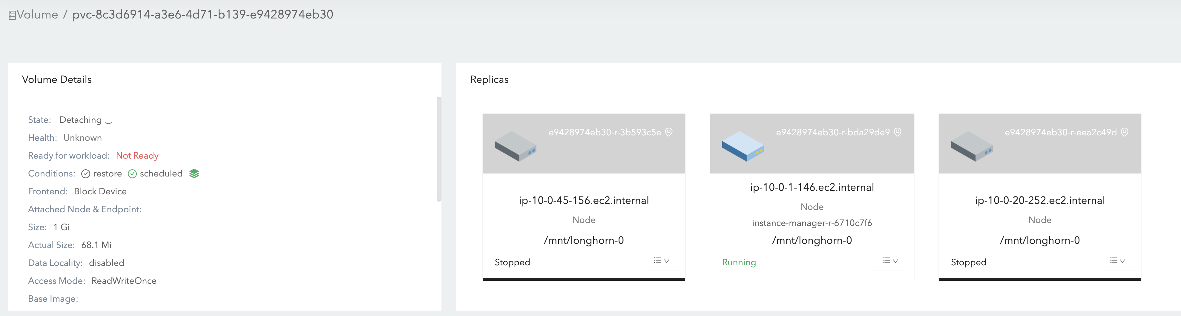 [BUG] Volumes not able to attach or detach · Issue #2401 · longhorn/longhorn · GitHub