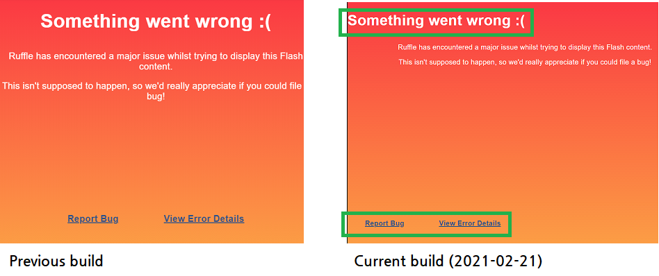 web: Crash screen text align is broken in recent builds. · Issue #3356 ...