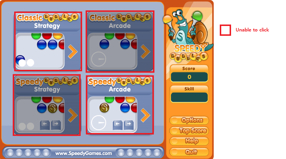 Speedy Bubbles: Unable to click the Select Game button after a short period of time · Issue ...