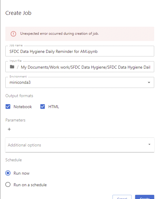 Scheduler unable to run if the ipynb content contains quotation mark · Issue #353 · jupyter ...
