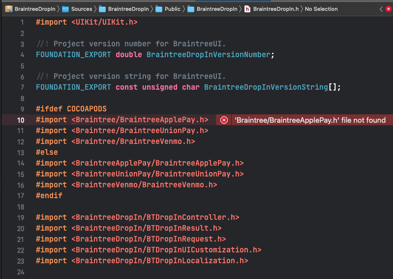 Not Compiling In A Mix Spmcocoapods Project · Issue 325 · Braintreebraintree Ios Drop In · Github