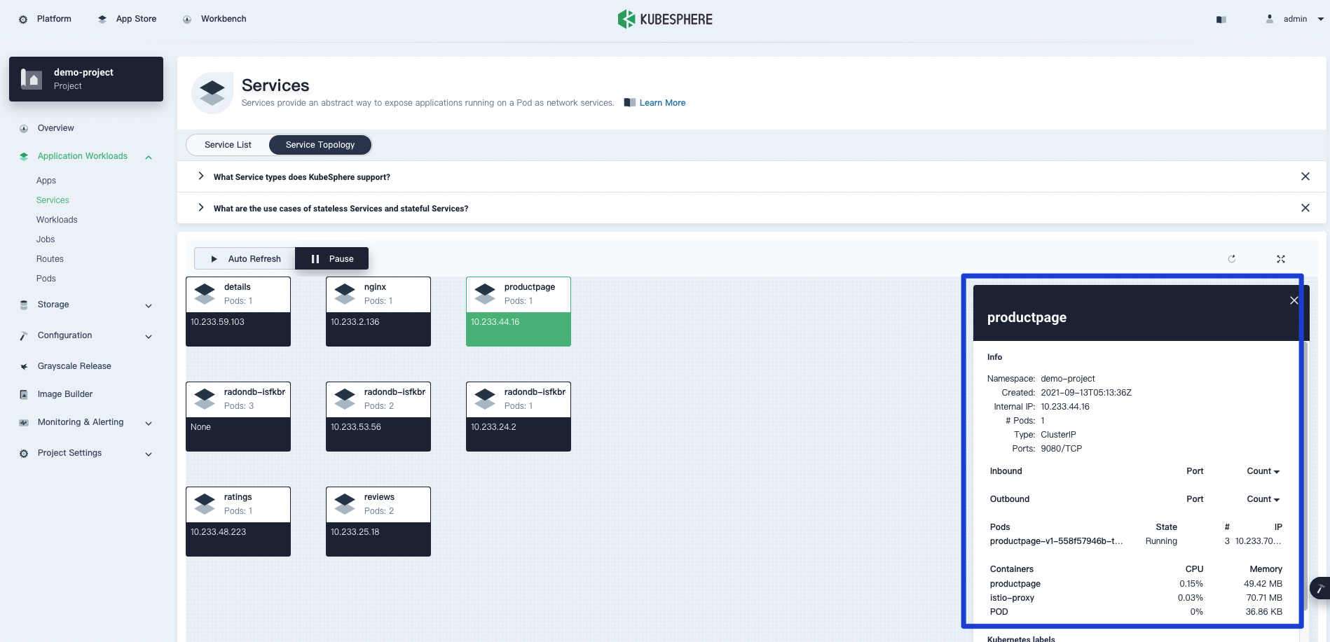 Improve the Service Topology Details Layout for a Specific Service ...