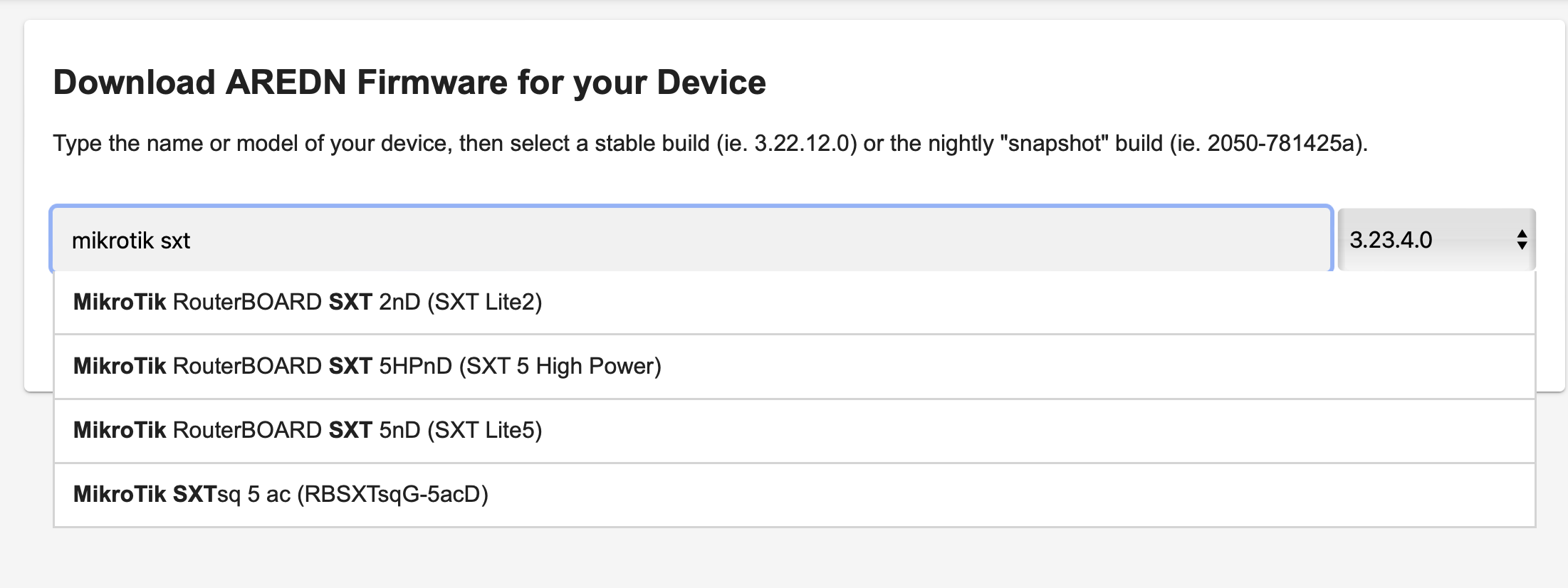 Mikrotik list of products shown in AFS omit SXT boards · Issue #789 · aredn/aredn · GitHub