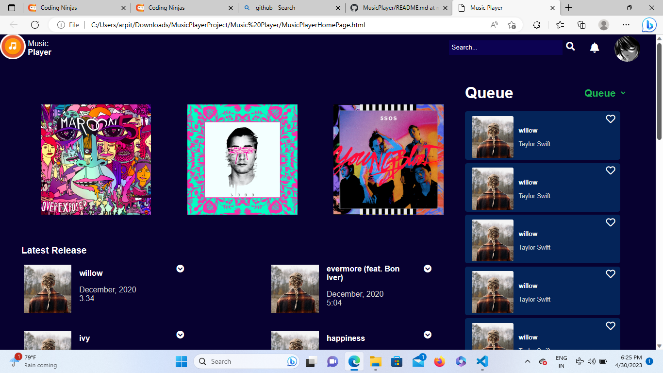 GitHub - Arpit245/MusicPlayer