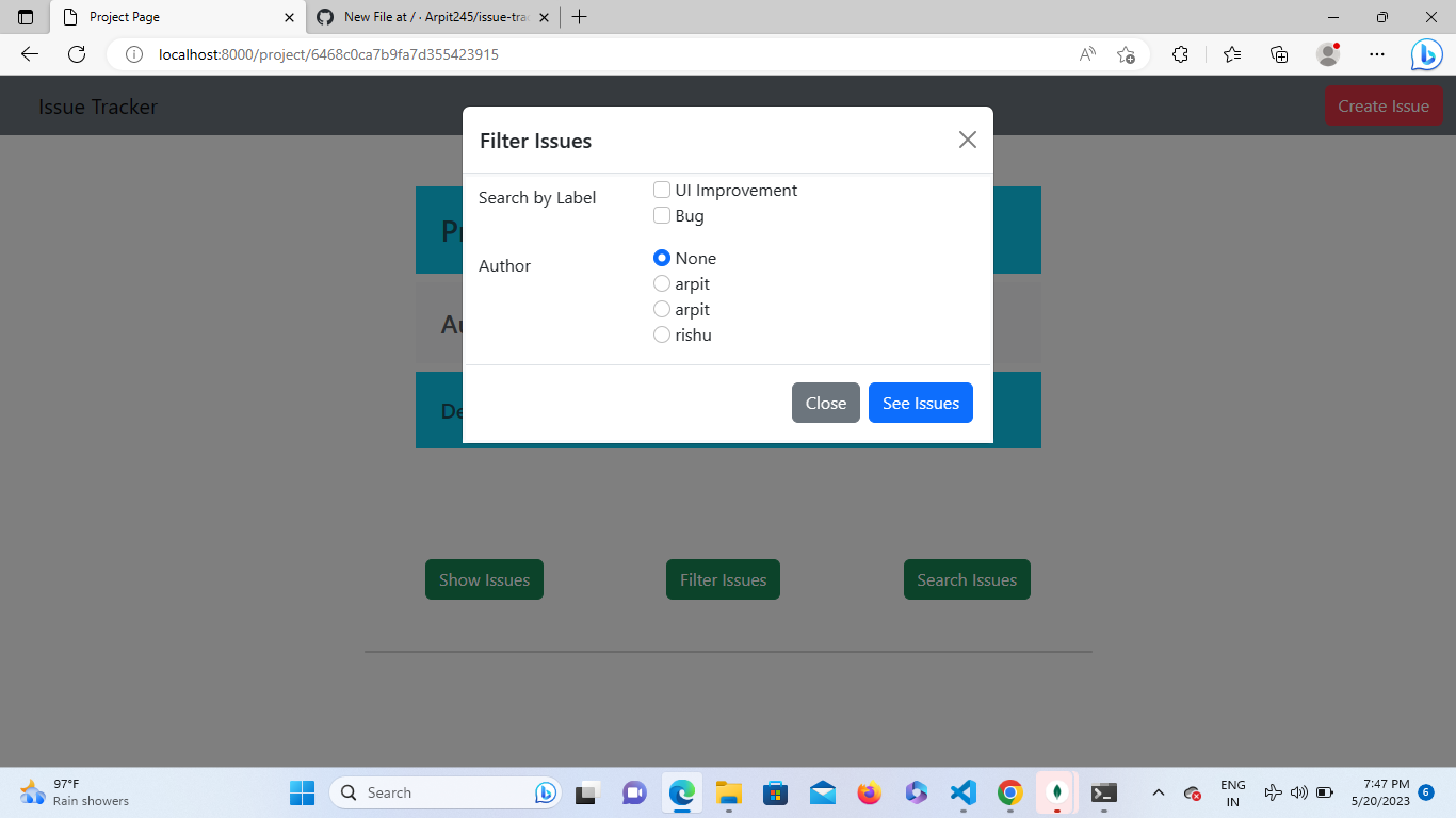 GitHub - Arpit245/issue-tracker
