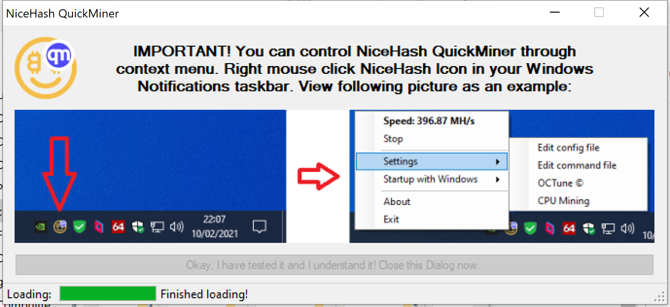 [BUG] startup dialog won't close. · Issue #714 · nicehash/NiceHashQuickMiner · GitHub