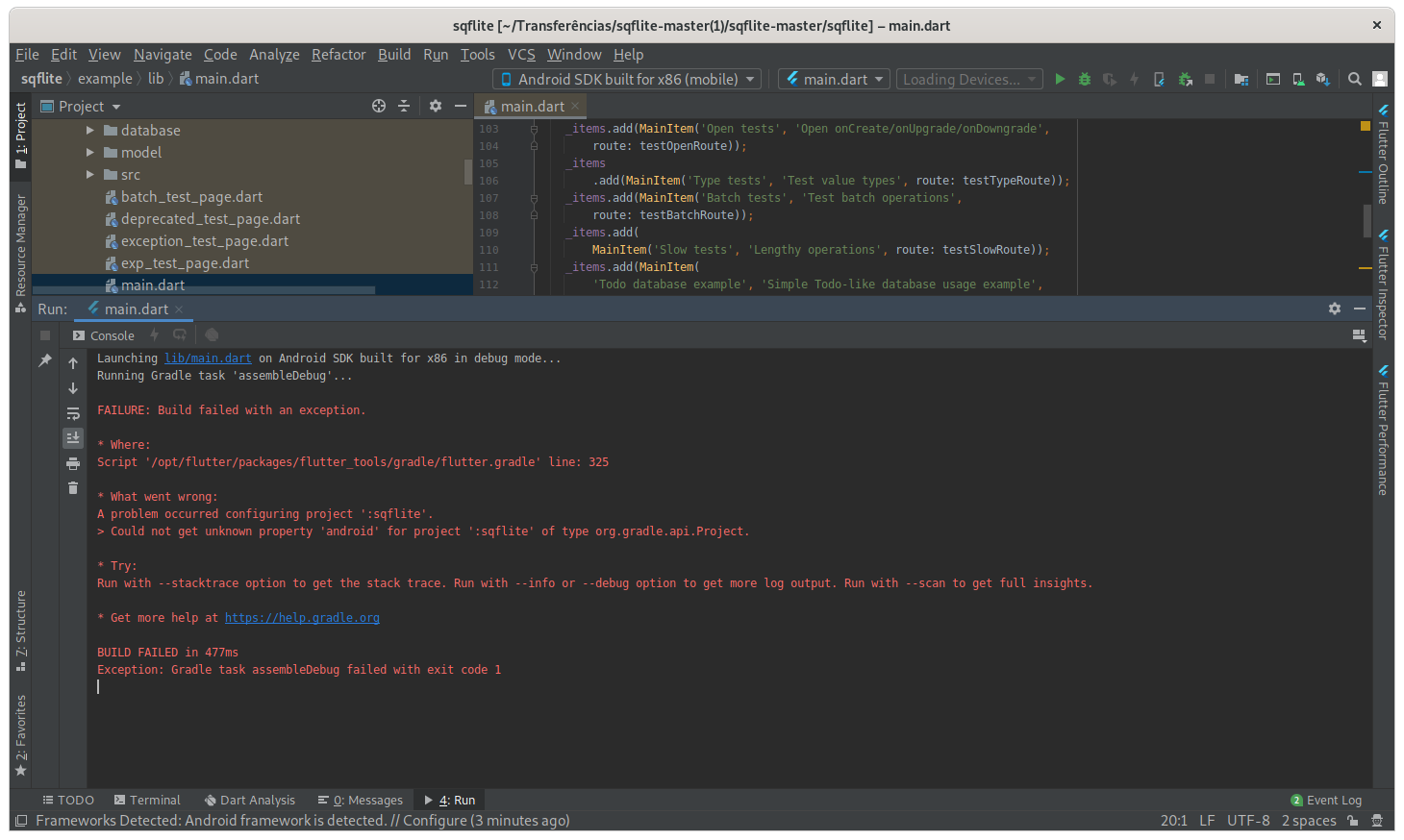 Error running project · Issue #578 · tekartik/sqflite · GitHub