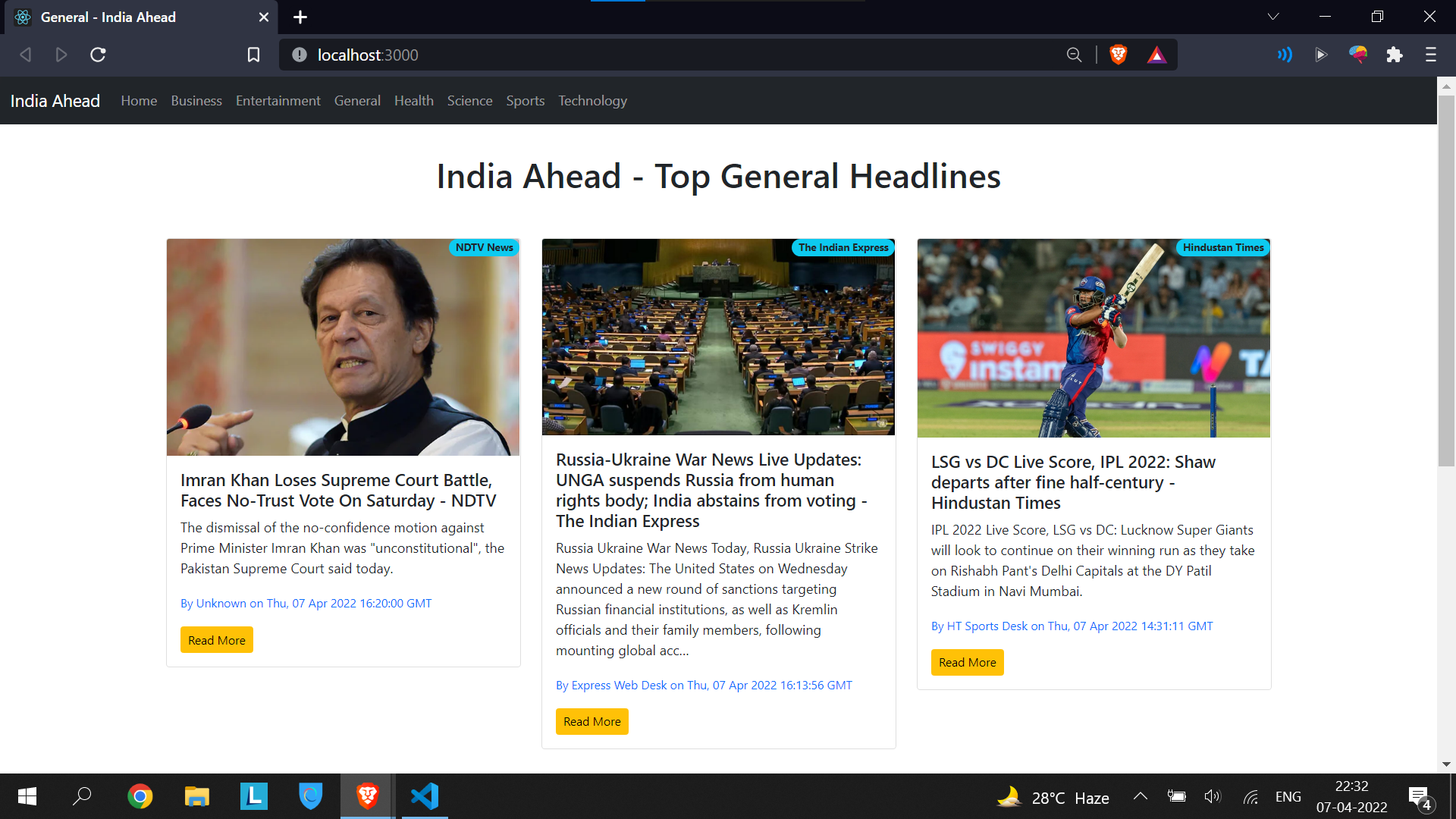 GitHub - Adi2209/India-Ahead: A live news website made with React by fetching API from "newsapi ...