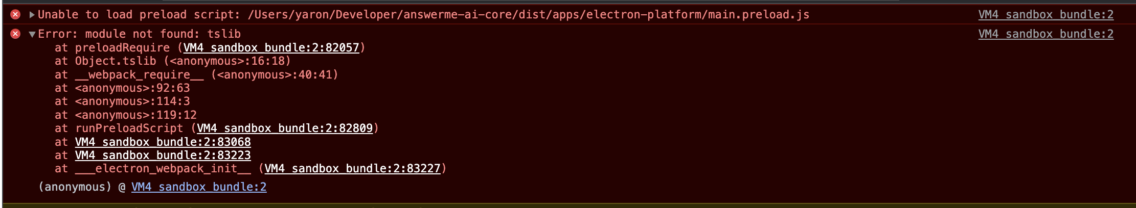 Tslib not found - custom webpack config on serve · Issue #218 · bennymeg/nx-electron · GitHub