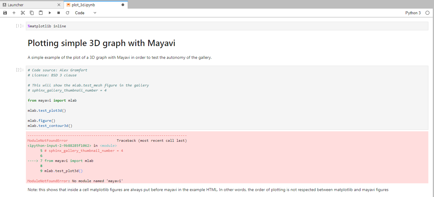 Mayavi Example Cannot Run In Binder · Issue 554 · Sphinx Gallery Sphinx Gallery · Github