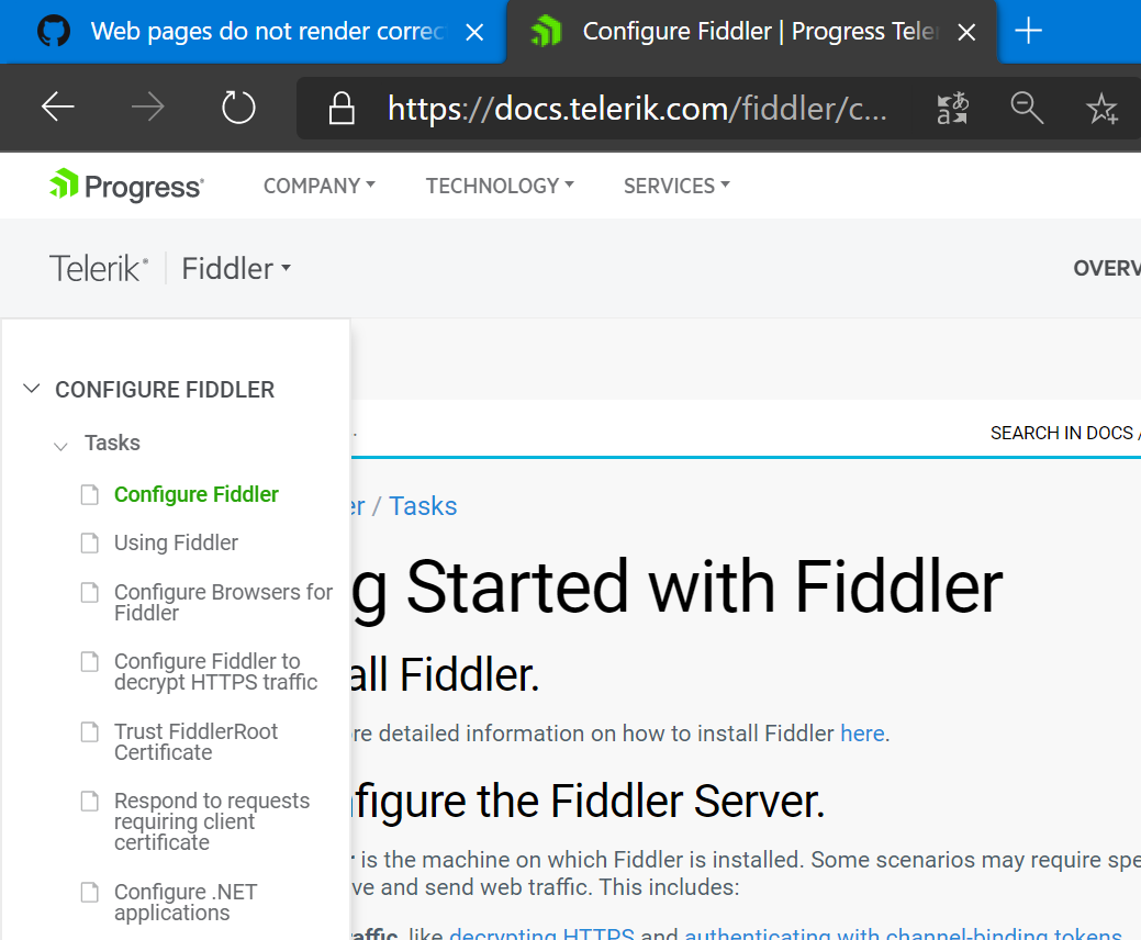 Web pages do not render correctly · Issue #27 · telerik/fiddler-docs · GitHub