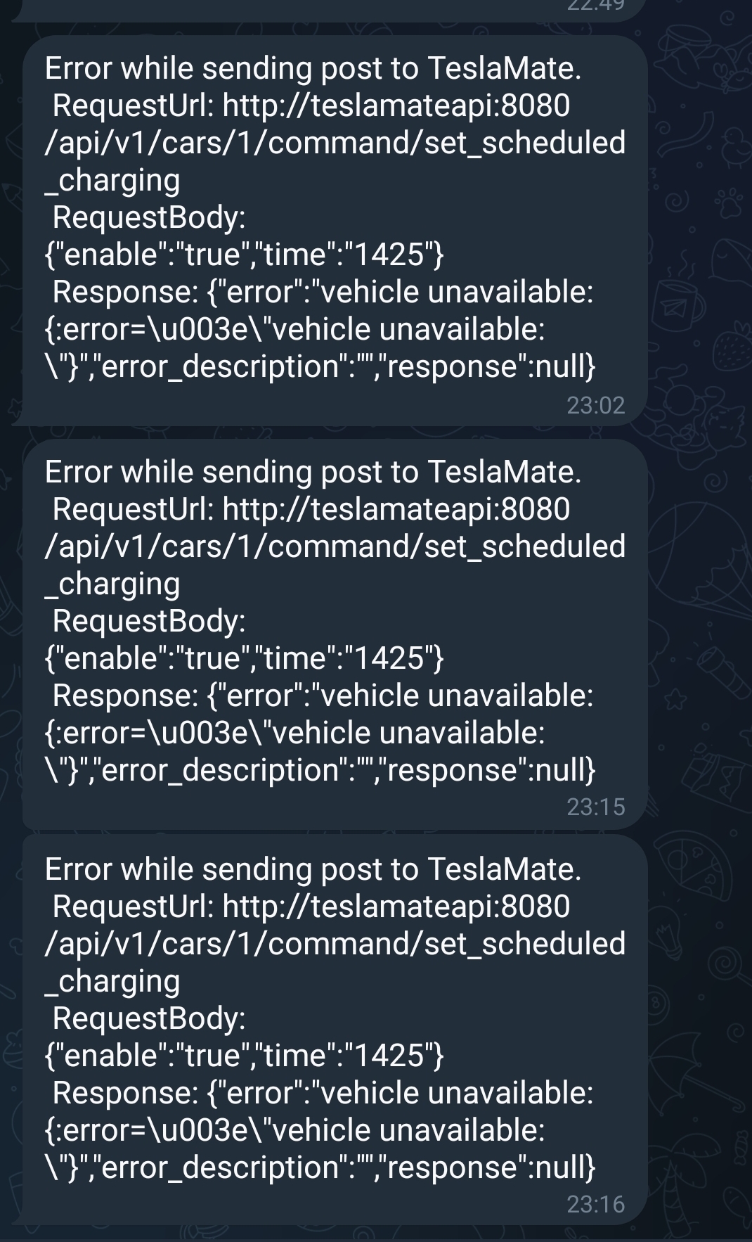 Telegram sending post issue to TeslaMateApi due to change of standard ...