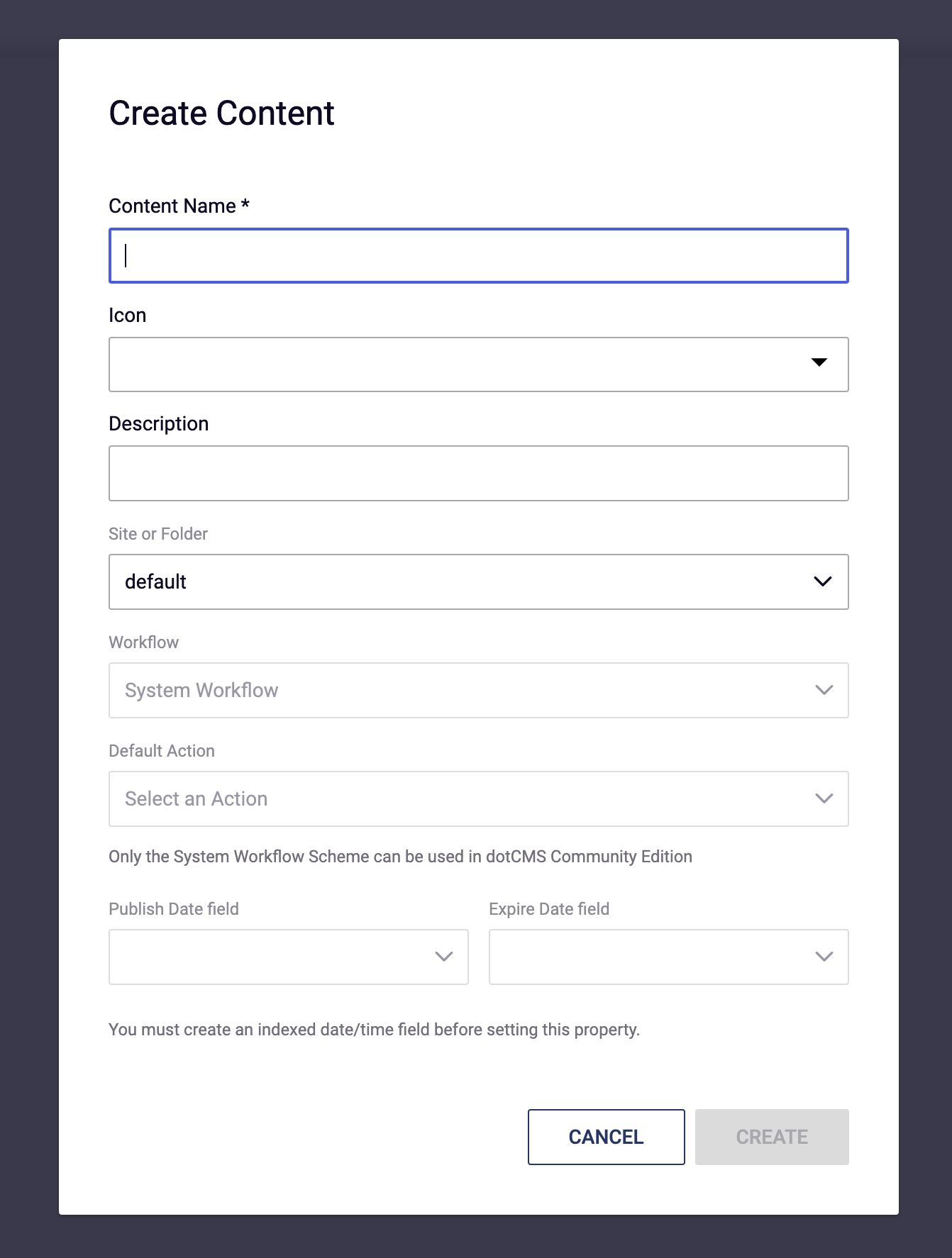 UI: Create content type modal needs some styling help to show the required license message ...