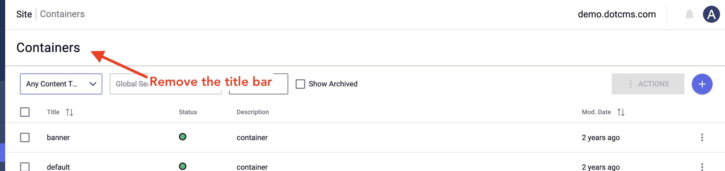 Container remove the title bar · Issue #23672 · dotCMS/core · GitHub
