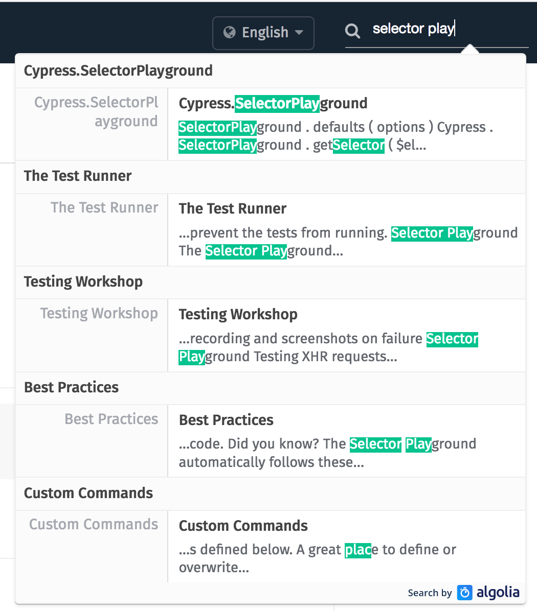 Algolia hierarchy doesn't seem to be working · Issue #987 · cypress-io/cypress-documentation ...