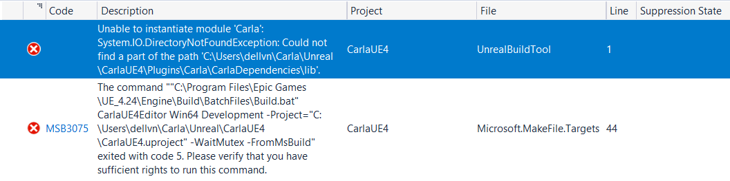 Error in creating Carla project in Visual studio · Issue #3644 · carla-simulator/carla · GitHub