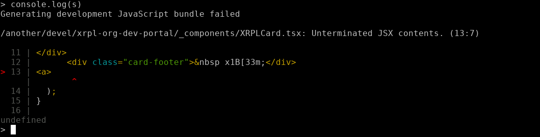 Error formatting is almost unusable for React component build failures · Issue #2101 · Redocly ...
