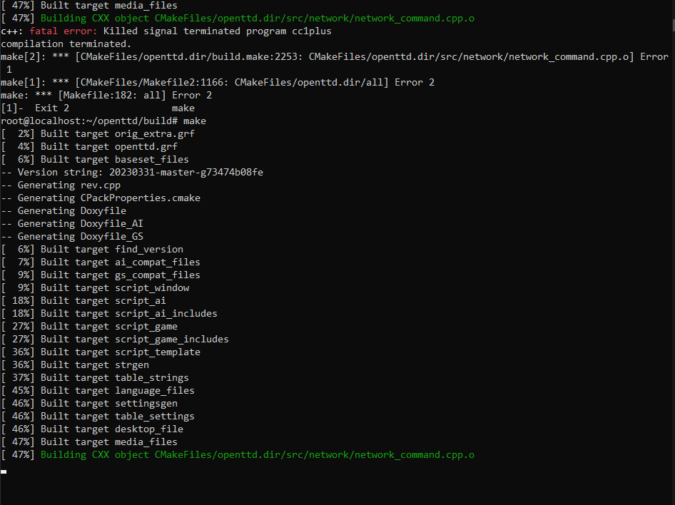 [Crash]: using make on debian to install most recent update crashes cmake · Issue #10589 ...
