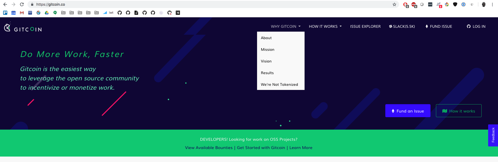 When on the /not_a_token page, text styling and size for the Gitcoin header toolbar is ...