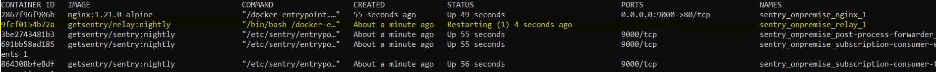 One container is in restarting state · Issue #1030 · getsentry/self-hosted · GitHub