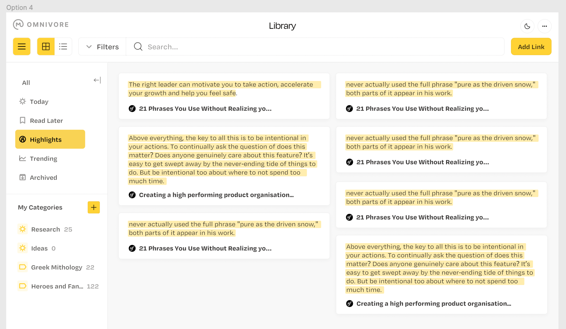 Highlight cards in the library view · Issue #437 · omnivore-app ...