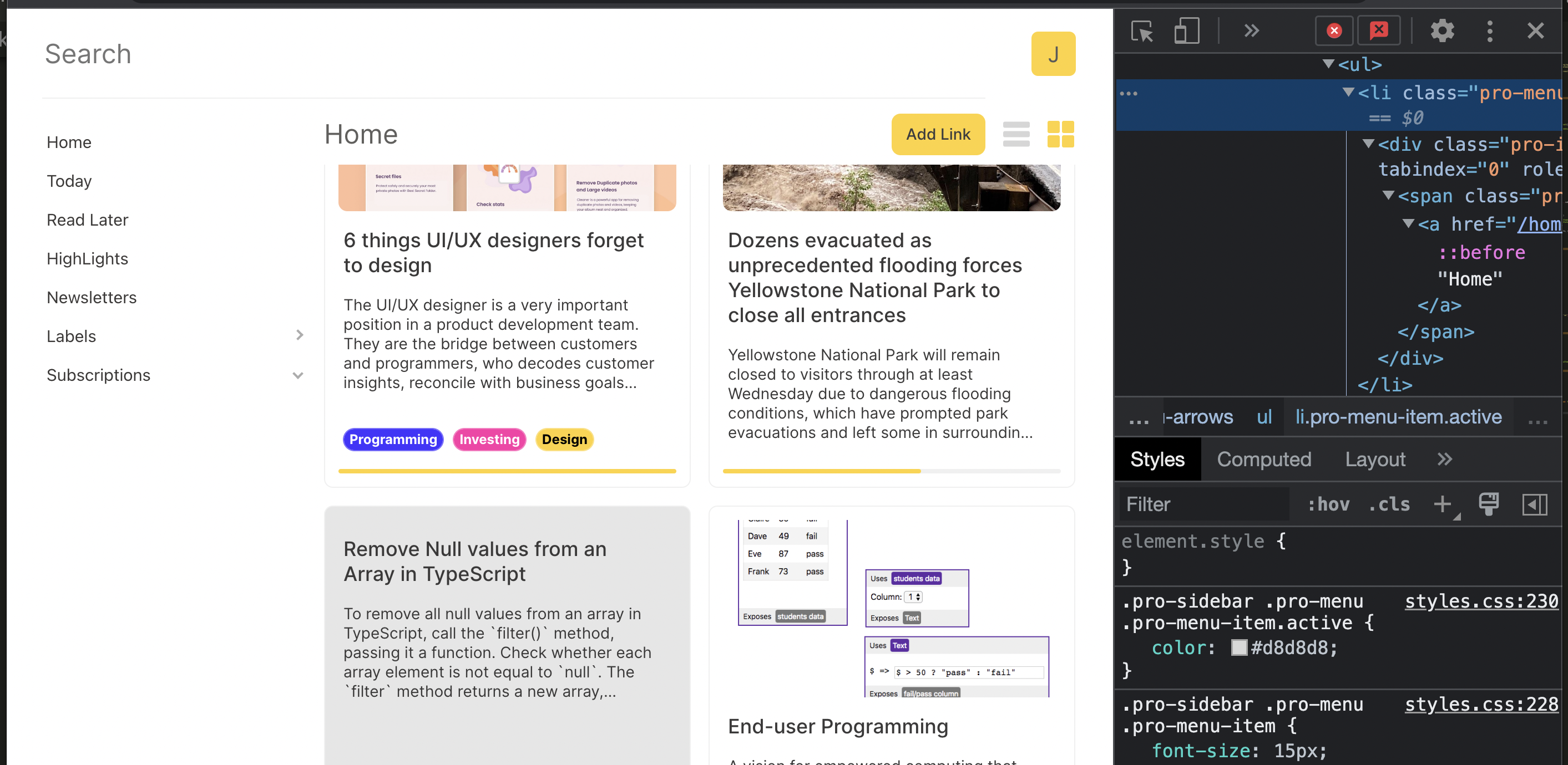 Add A Background Colour For The Active Menu Item · Issue 1075 · Omnivore App Omnivore · Github