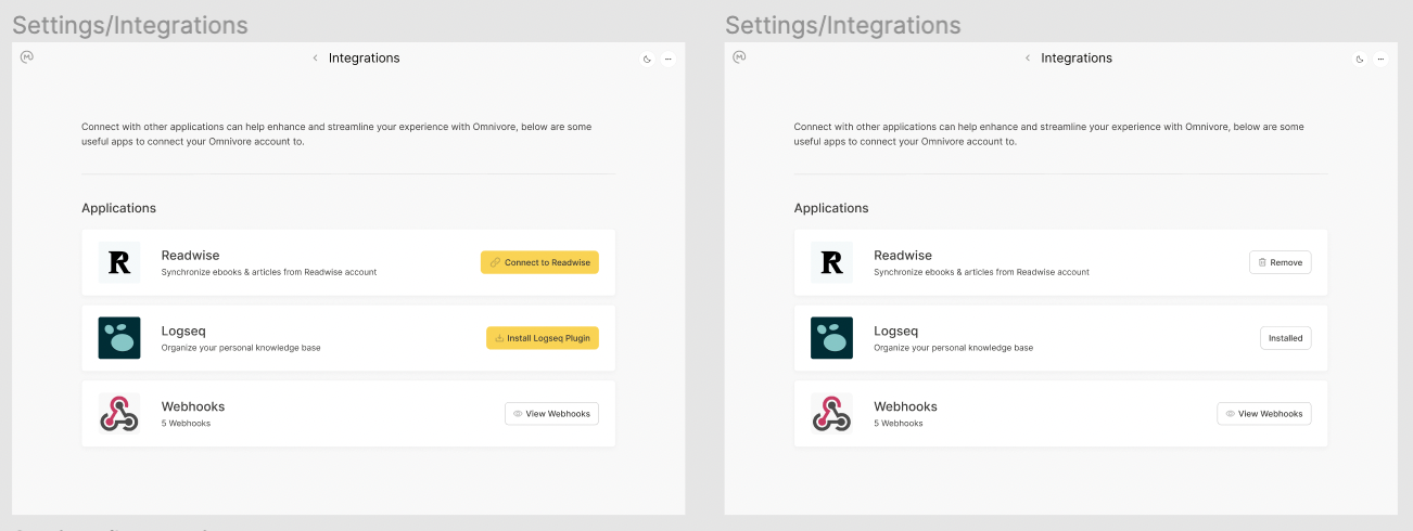 Integrations page · Issue #1309 · omnivore-app/omnivore · GitHub