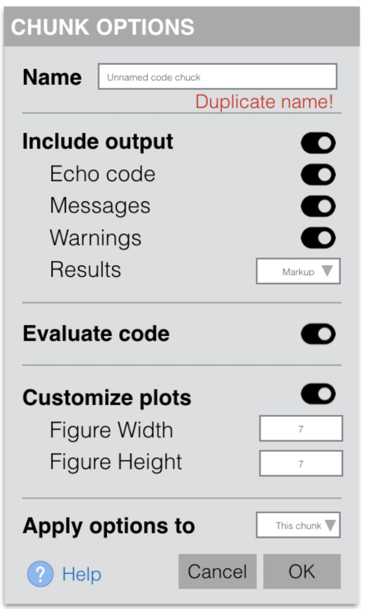Suggestions for the code chunk options dialog · Issue #2420 · rstudio/rstudio · GitHub