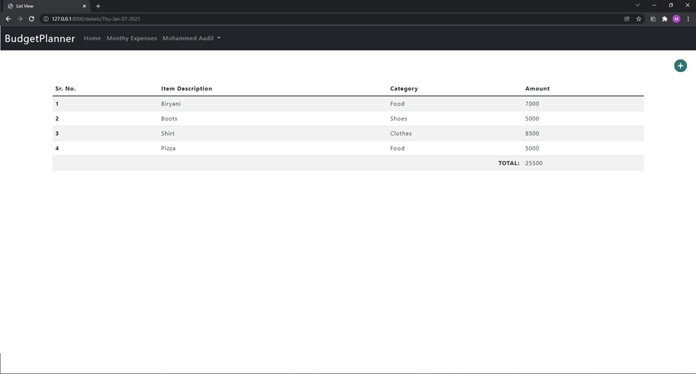 GitHub - aadilMohd/BudgetPlanner