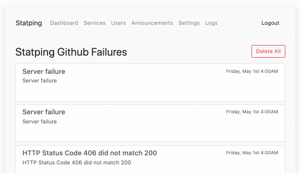 No option to clear failures anymore? · Issue #439 · statping/statping · GitHub