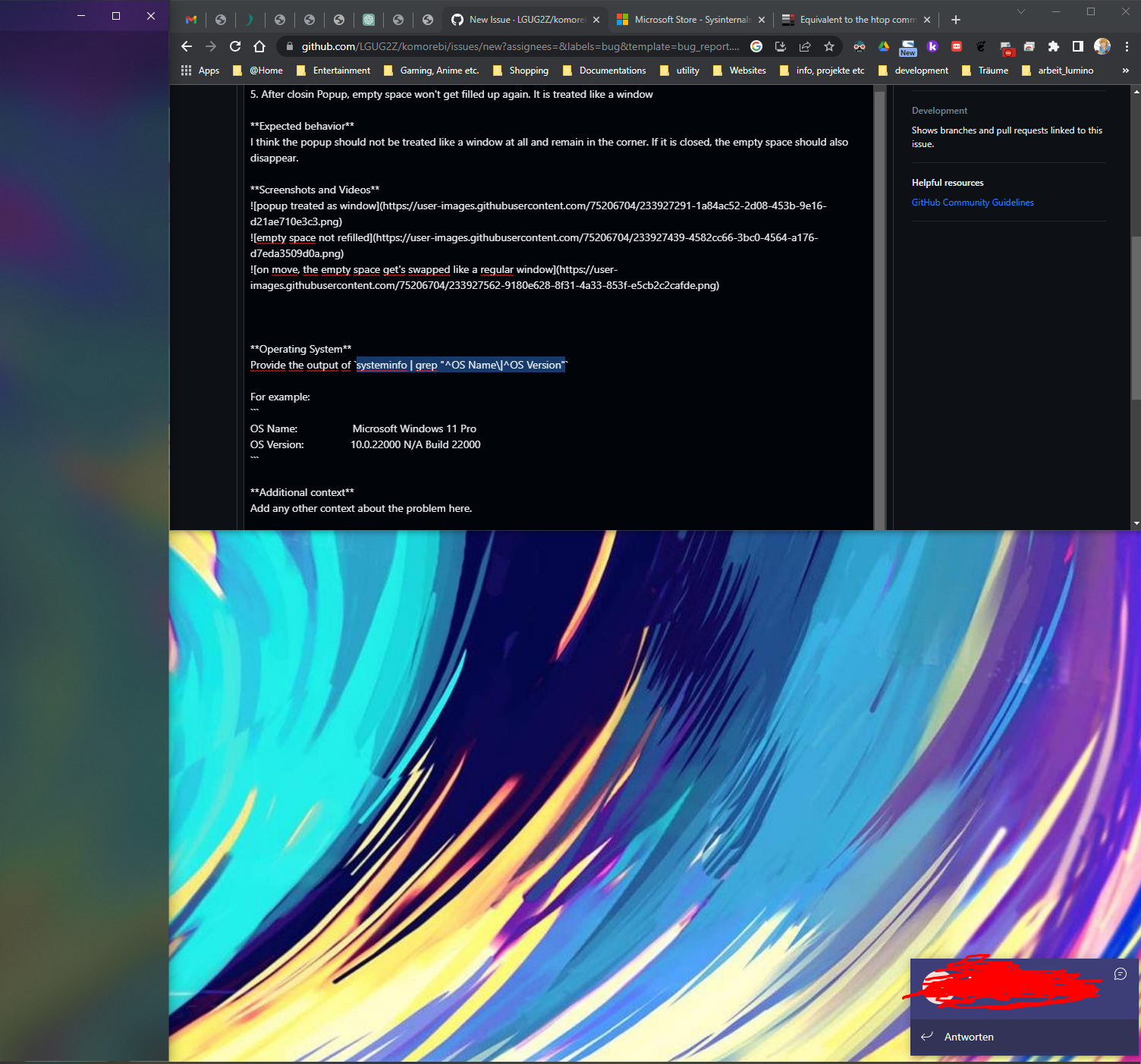 [BUG]: Windows Notifications create empty space · Issue #406 · LGUG2Z/komorebi · GitHub