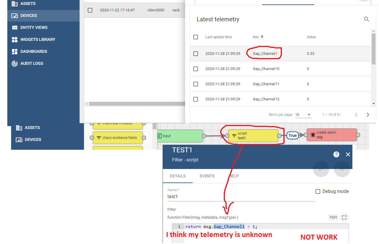 How is it possible the device telemetry Called from the in the Rule ...