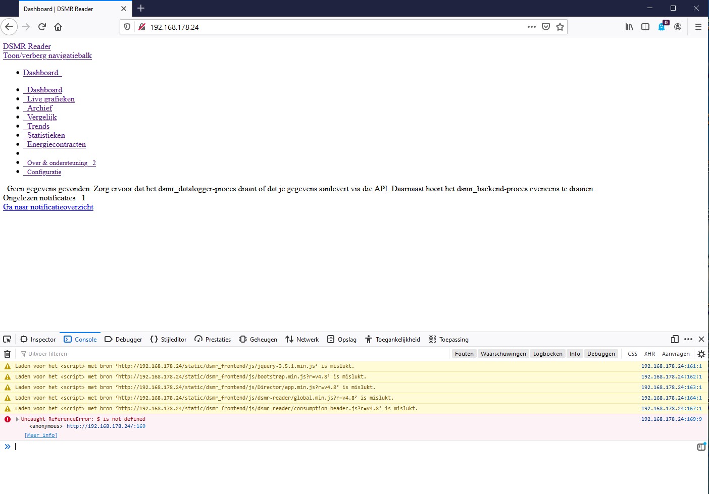nieuwe installatie alles werkt maar geen frames in website · Issue #1220 · dsmrreader/dsmr ...