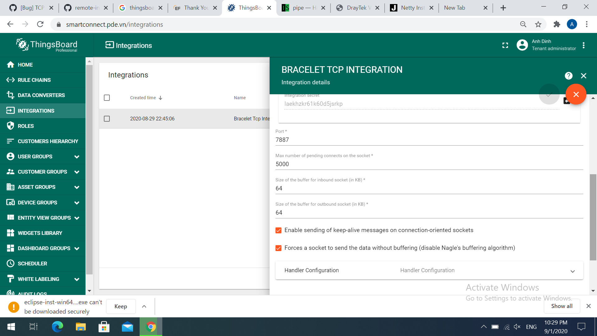 [Bug] TCP Integration Shutdown without process uplink · Issue #3402 ...