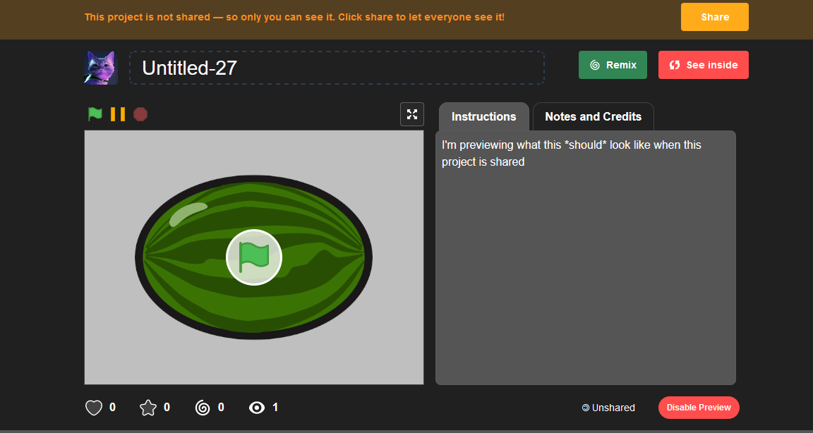 Preview project Notes & Credits and Instructions · Issue #6487 ...