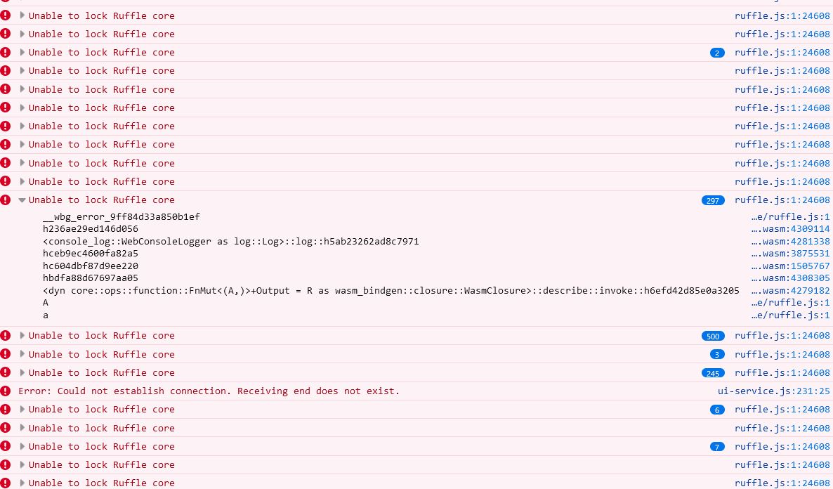 thousands of "unable to lock ruffle core" · Issue #4392 · ruffle-rs/ruffle · GitHub