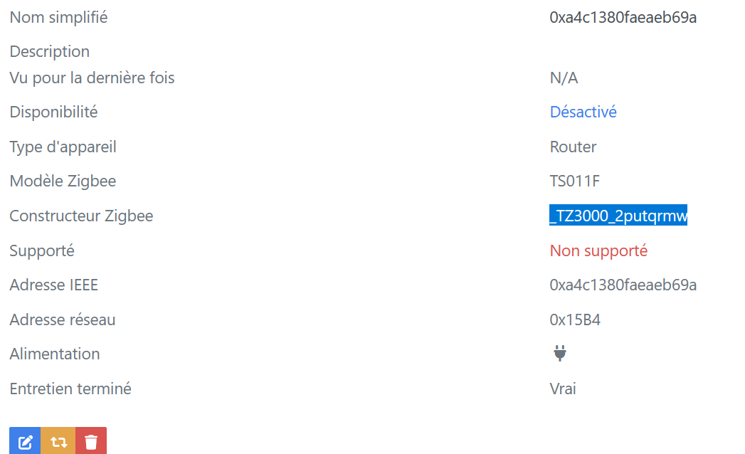 Device with Zigbee model 'TS011F' and manufacturer name '_TZ3000 ...