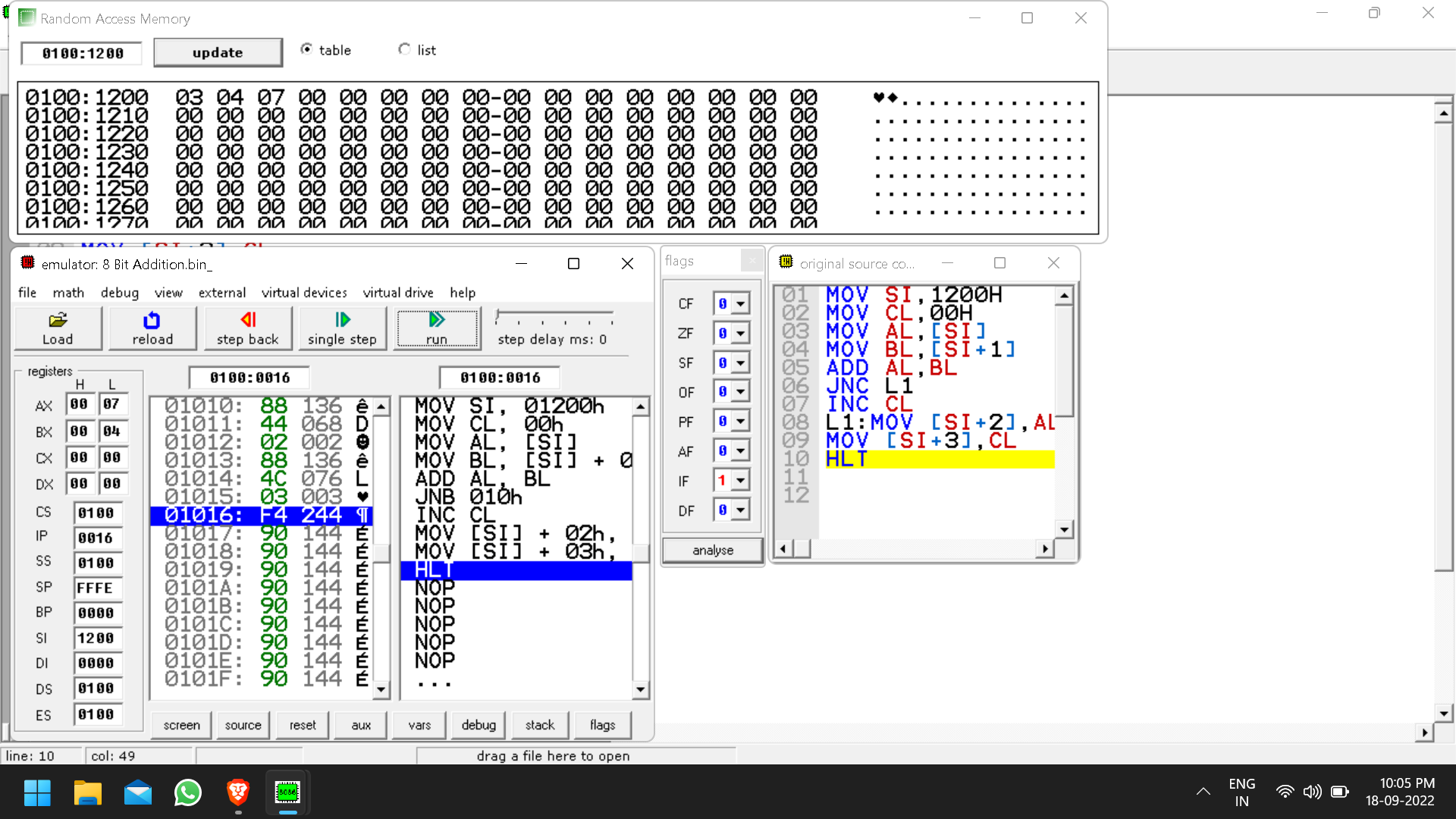 Github Y Chethanexperiment 01 Alp For 8086 2210