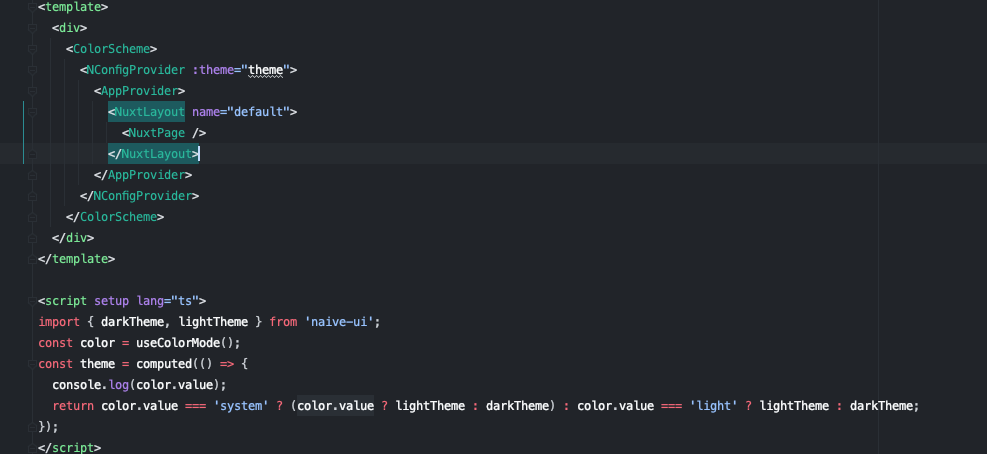 in nuxt3 use NuxtLayout cannot pass props theme config when first load page.首次渲染主题无法正确传递 · Issue ...