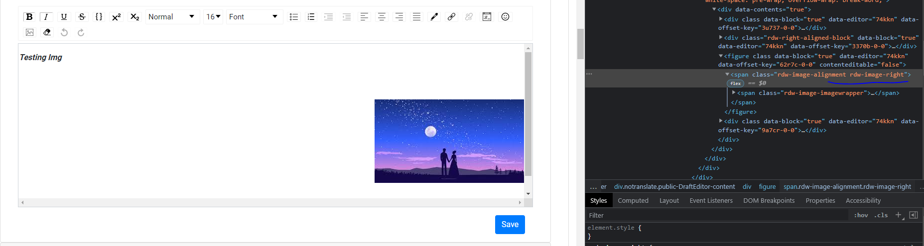 Image alignment is not reflecting on editor on save, it renders default to center · Issue #1233 ...