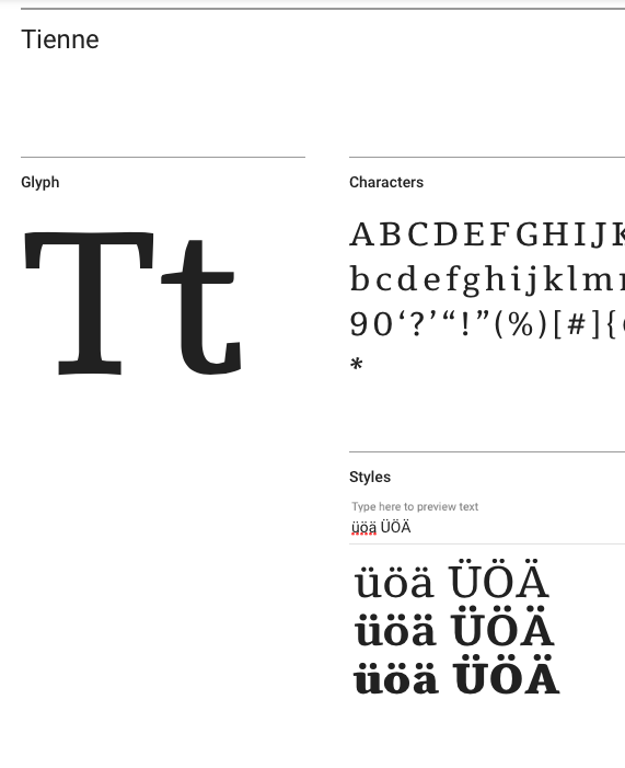 Tienne Regular umlauts broken · Issue #962 · google/fonts · GitHub